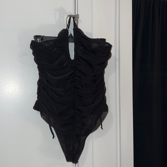 ASOS | Tops | Asos Black Halter Mesh Bodysuit Size | Poshmark
